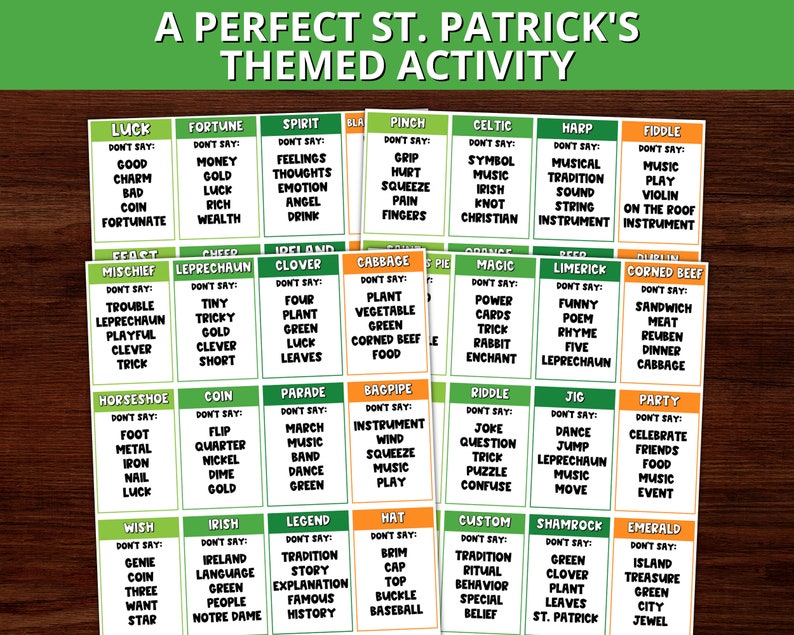 St. Patrick's Day Printable Party Game, Banned Babble A Forbidden Words ...