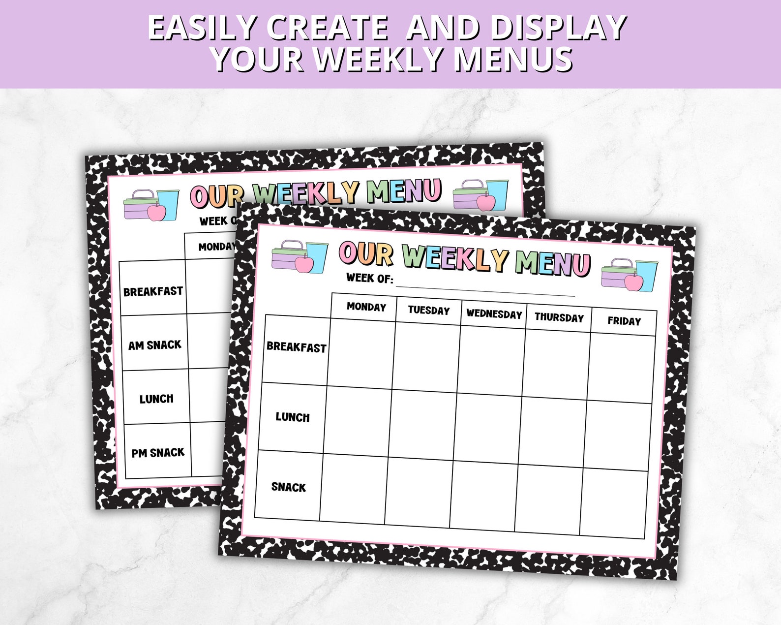 Daycare Lunch Menu, Editable Daycare Weekly Menu, Rainbow Pastel ...