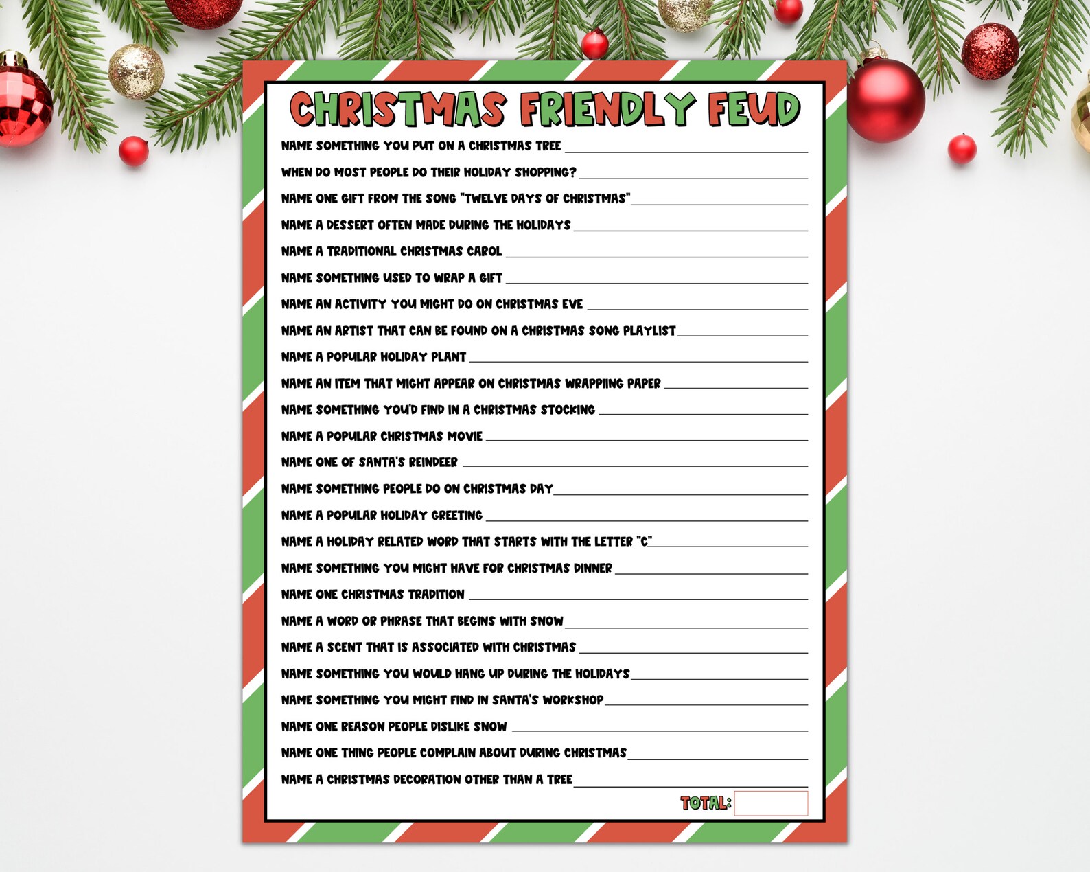 Christmas Friendly Feud Game Holiday Friendly Feud Christmas - Etsy