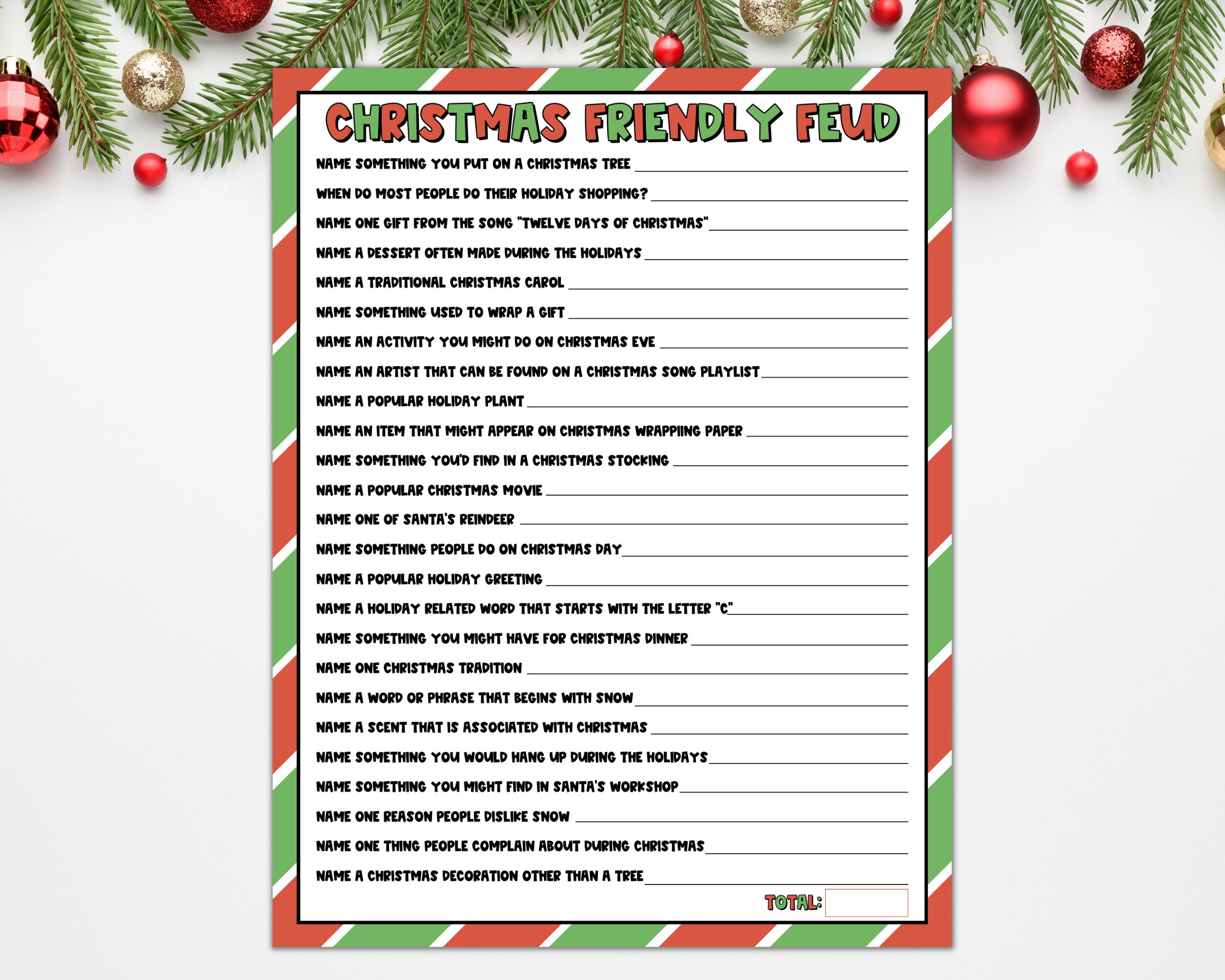 Christmas Friendly Feud Game Holiday Friendly Feud Christmas - Etsy