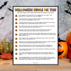 Halloween Riddle Me This, Halloween Trivia Game, Kids Halloween Party ...