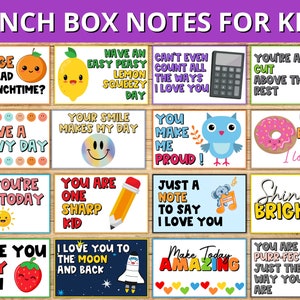 Lunch Box Notes for Kids, Lunch Box Note Template, Positive ...