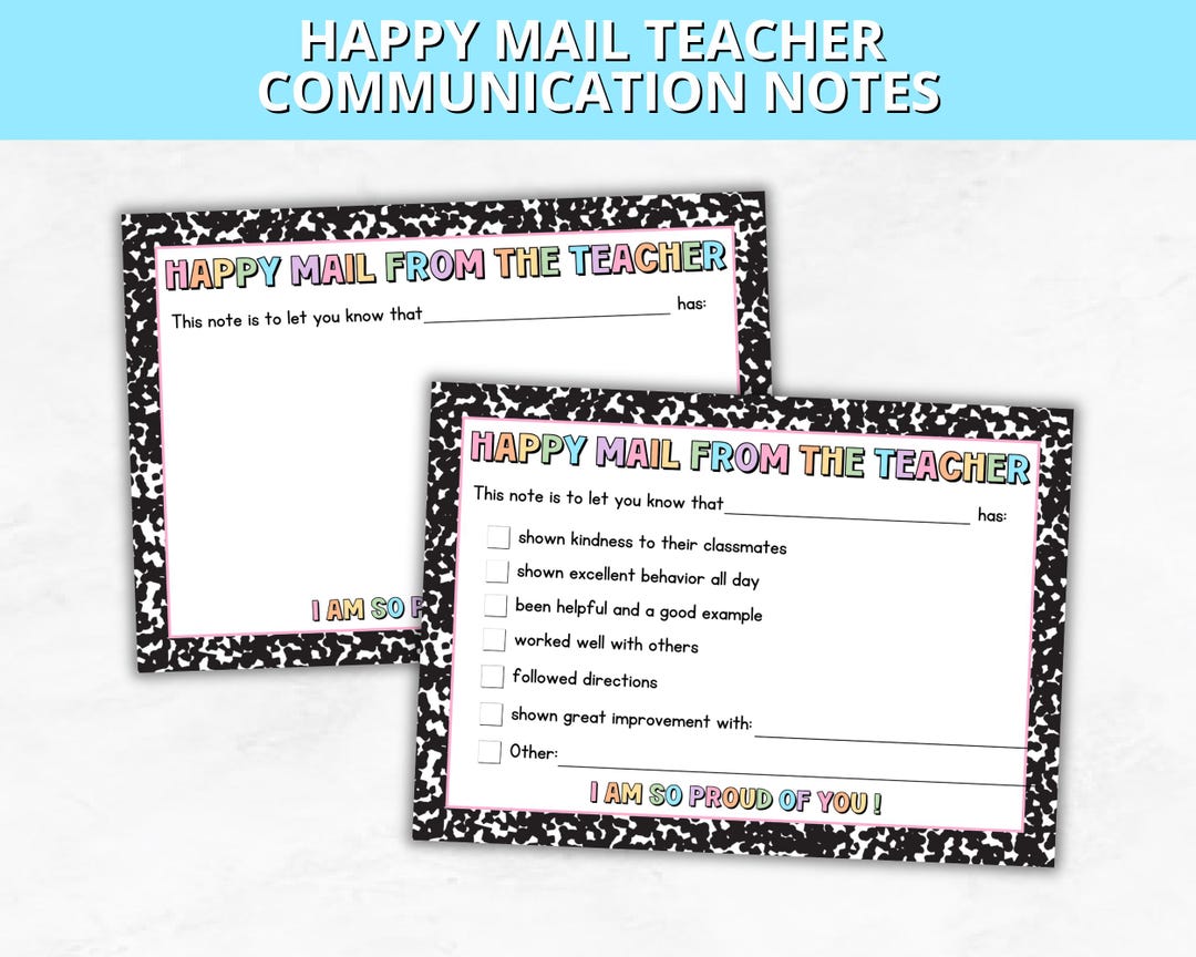Happy Mail Teacher Communication Notes, Teacher Mail Cards, Note From ...