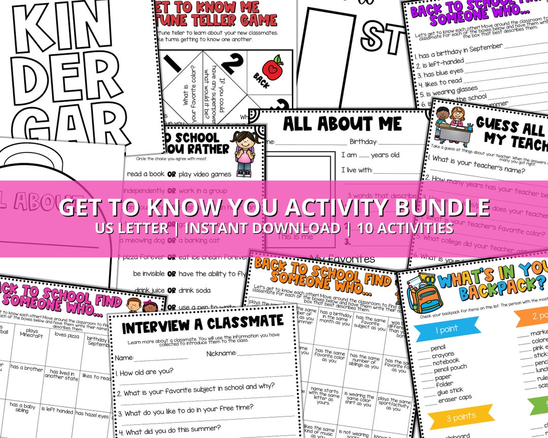 Get to Know You Activities for Kids, Back to School Activities ...