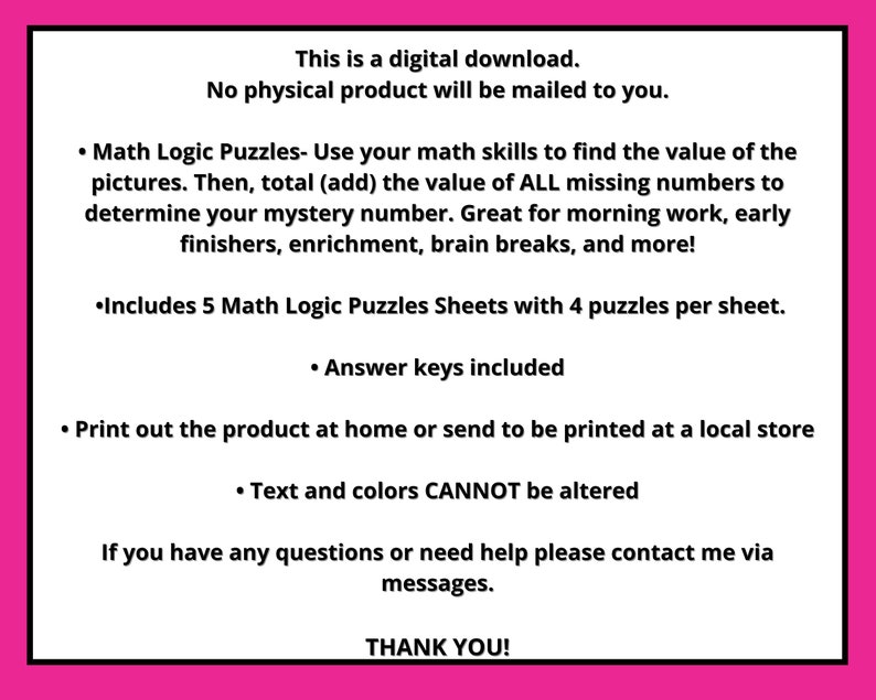 Back to School Math Logic Puzzle Brain Teasers for Kids - Etsy