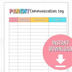 Parent Communication Log, Teacher Communication Record, Communication ...