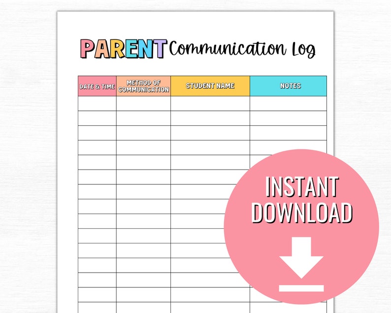 Parent Communication Log Teacher Communication Record - Etsy