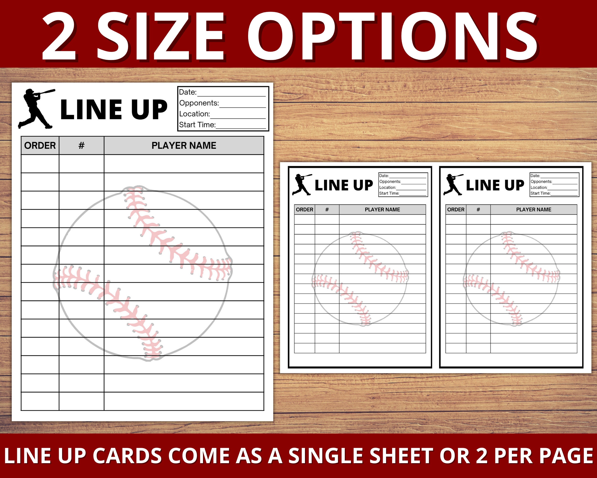 Baseball Line up Card Template, Batting Line up Printable, Baseball ...