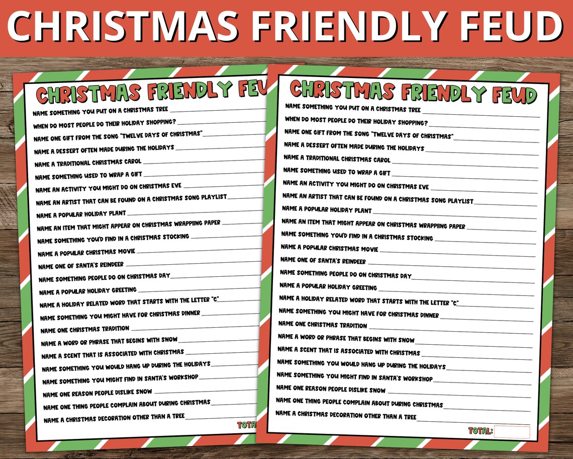 Christmas Friendly Feud Game Holiday Friendly Feud Christmas - Etsy