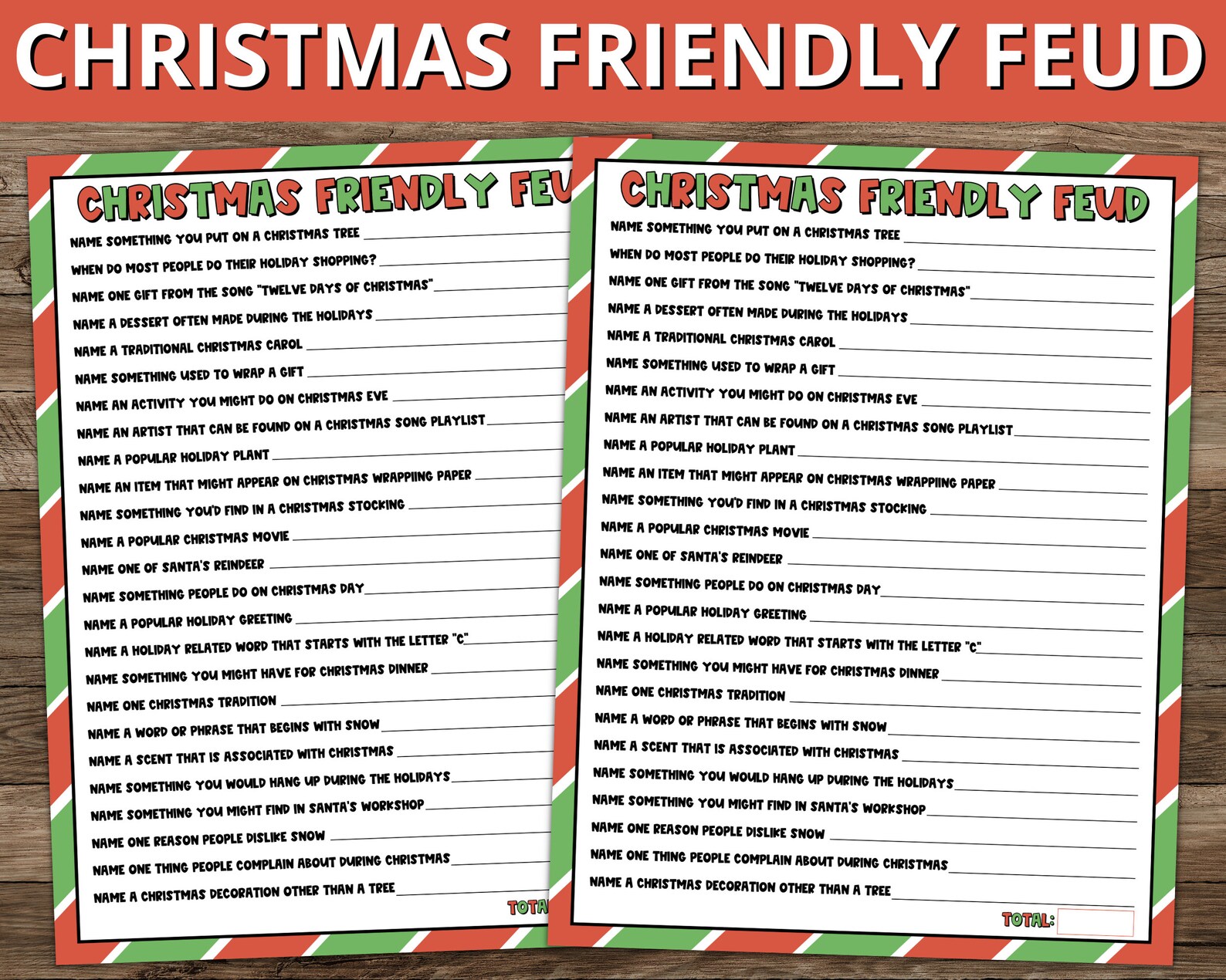 Christmas Friendly Feud Game Holiday Friendly Feud Christmas - Etsy
