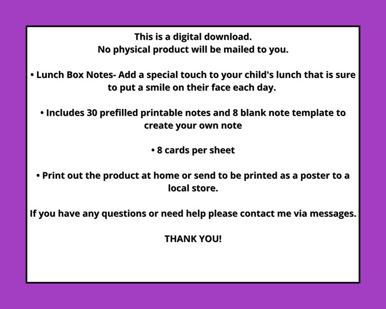 Lunch Box Notes for Kids Lunch Box Note Template Positive - Etsy