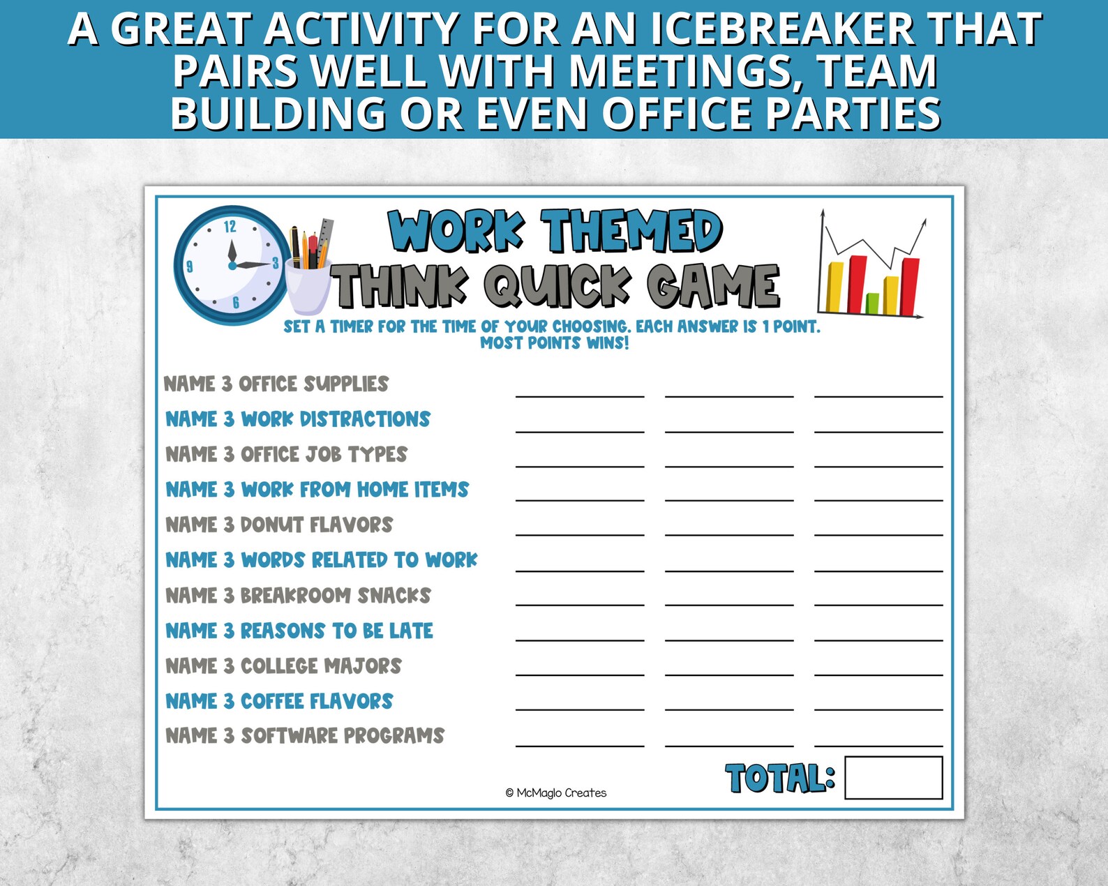 Work Themed Think Quick Game, Office Party Games, Office Icebreakers ...