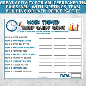Work Themed Think Quick Game, Office Party Games, Office Icebreakers ...