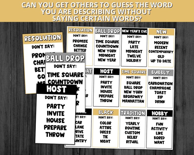 New Year's Eve Printable Party Game, Banned Babble A Forbidden Word ...