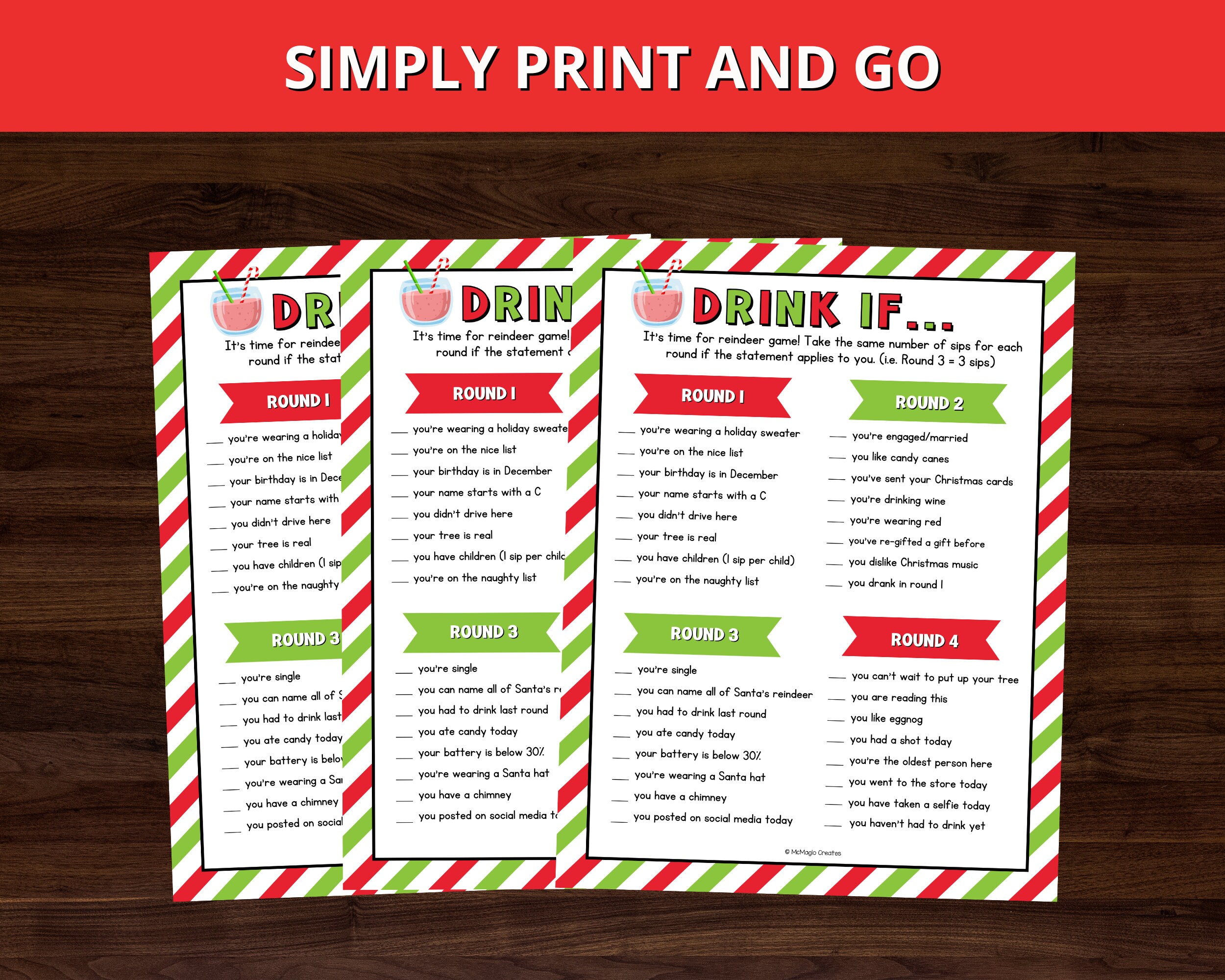 Christmas Drink If Game, Holiday Drink If Game, Adult Christmas ...