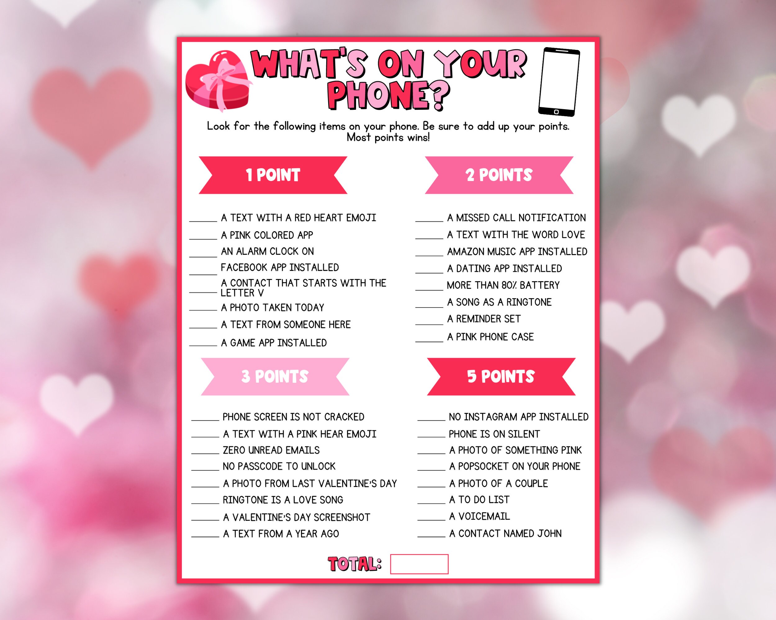 Galentine's Day What's on Your Phone Game, Valentine's Day Themed What ...