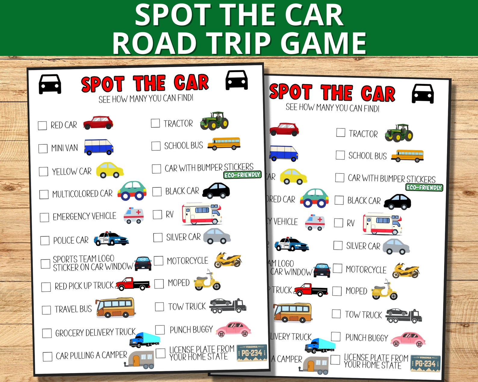 Spot the Car Road Trip Game, Road Trip Scavenger Hunt Printable for ...