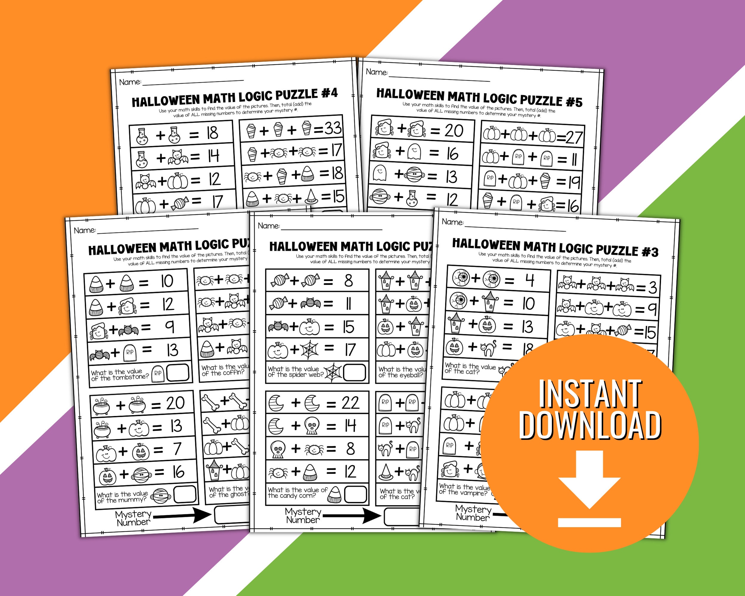 Halloween Math Logic Puzzle, Brain Teasers for Kids, Gifted and ...