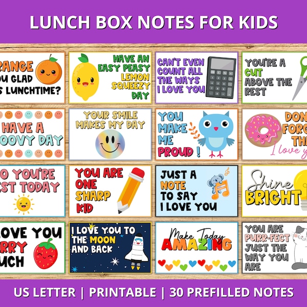 Lunch Box Notes Template - Etsy