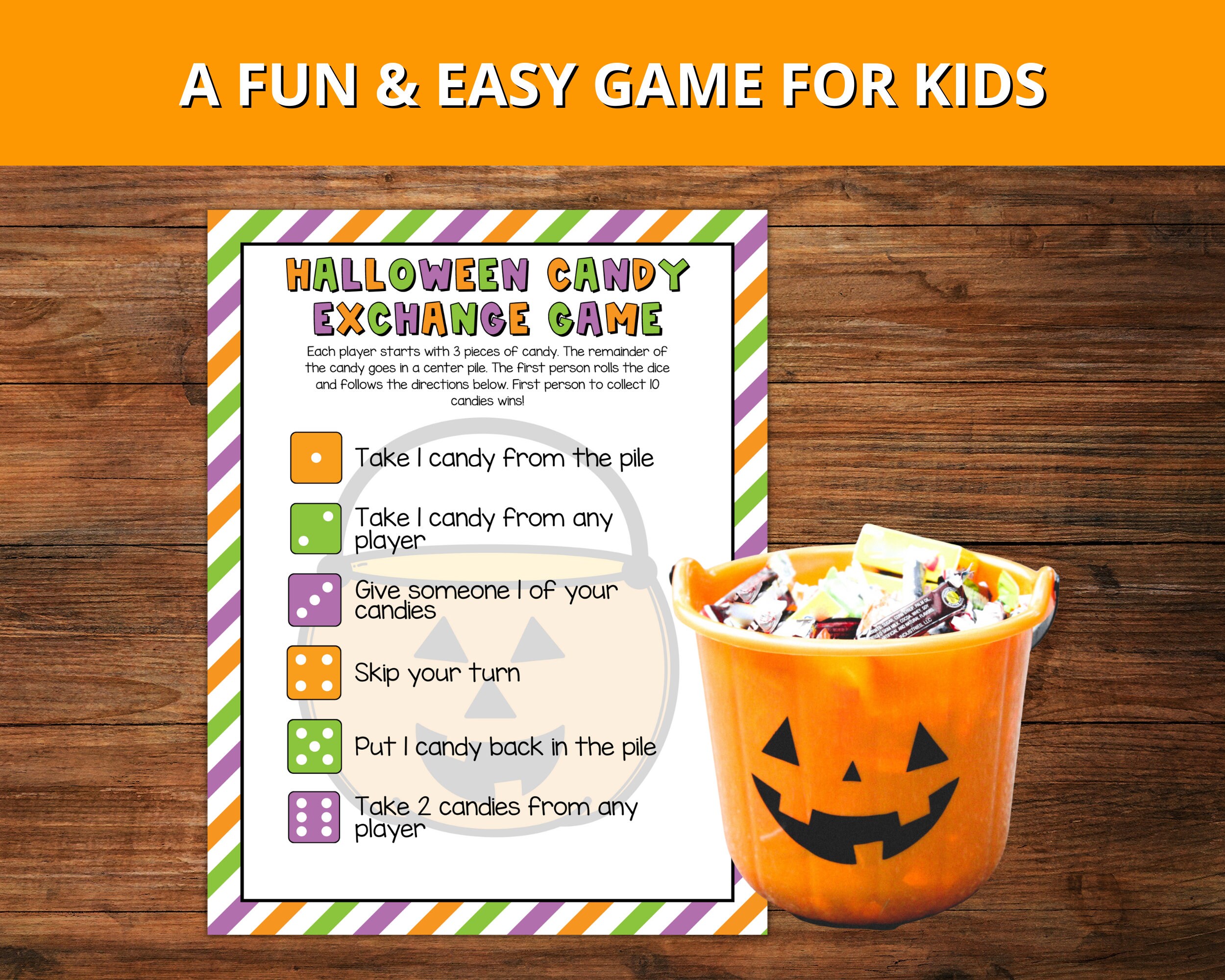 Halloween Candy Exchange Dice Game, Candy Dice Game Printable ...