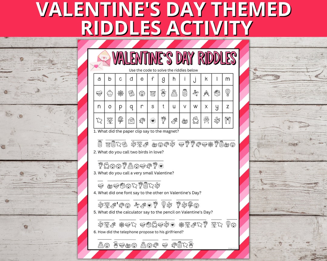 Valentine's Day Riddles Activity for Kids, Printable Valentine Party ...