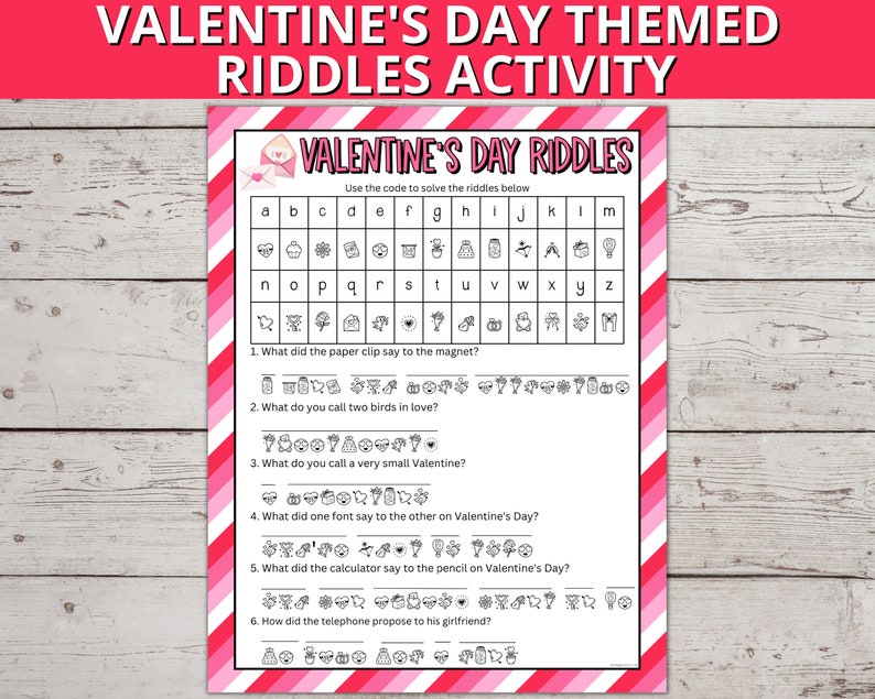 Valentine's Day Riddles Activity for Kids, Printable Valentine Party ...