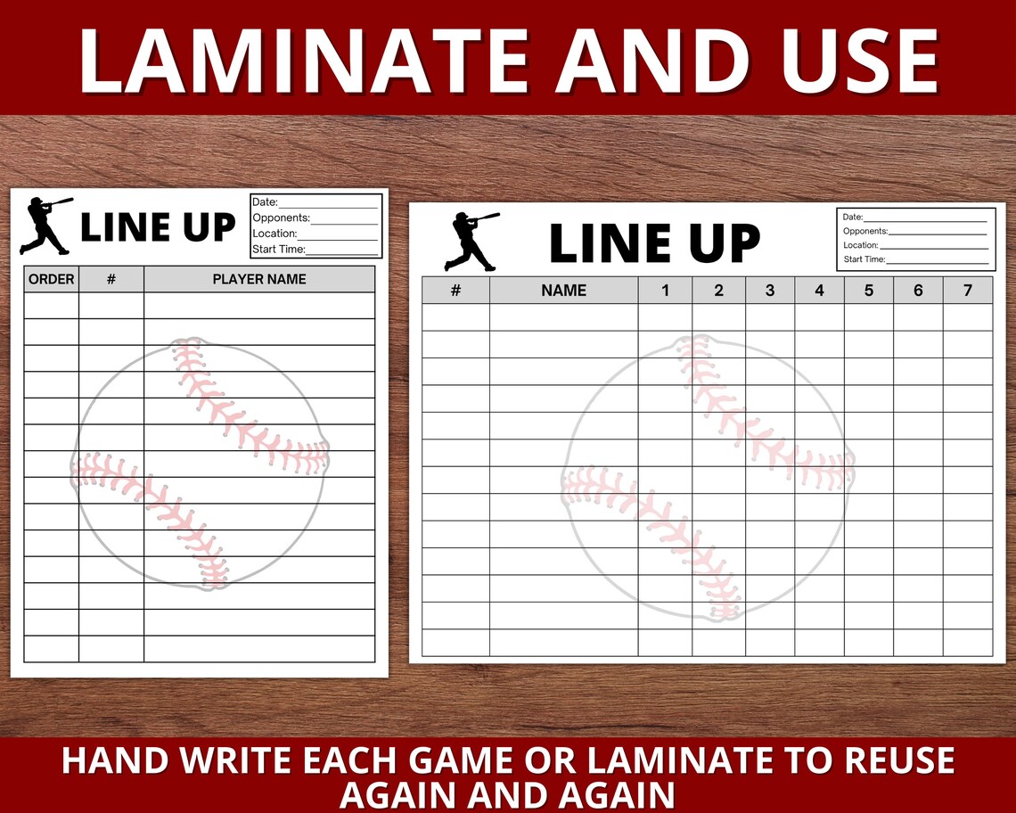 Baseball Line up Card Template Batting Line up Printable - Etsy