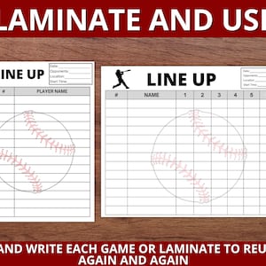 Baseball Line up Card Template, Batting Line up Printable, Baseball ...