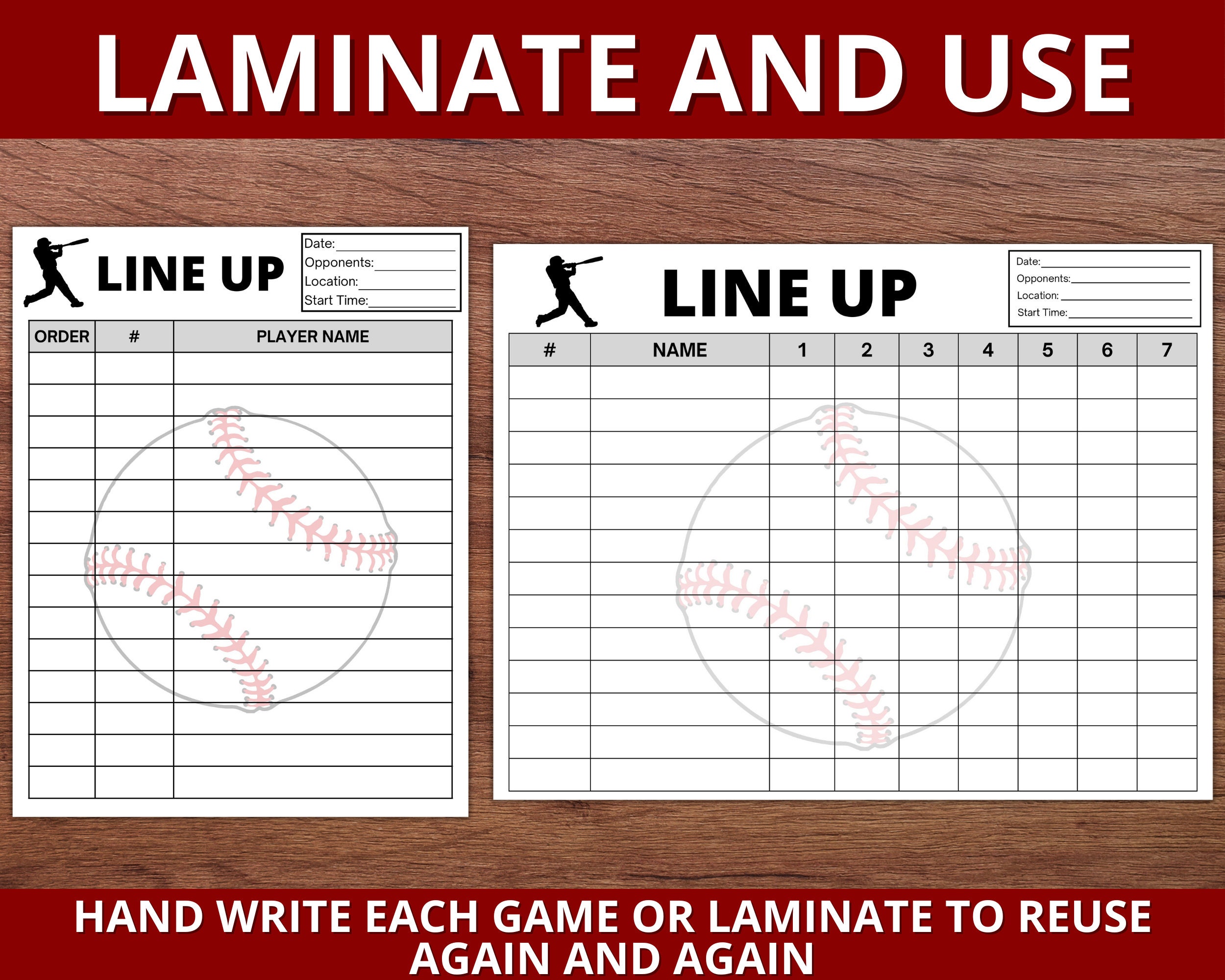 Baseball Line up Card Template, Batting Line up Printable, Baseball ...