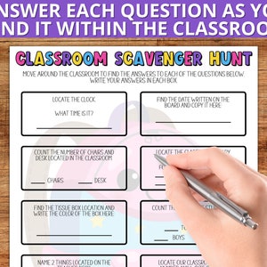 Classroom Scavenger Hunt Back to School Scavenger Hunt - Etsy