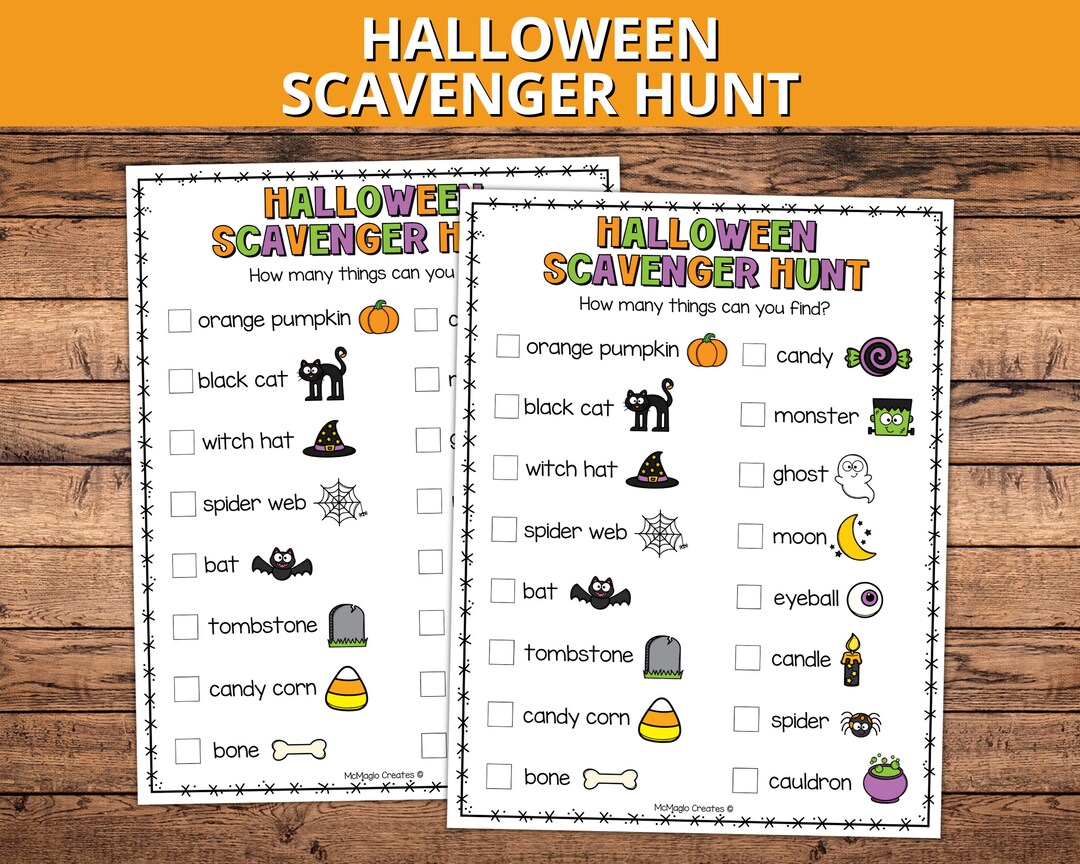 Halloween Scavenger Hunt, Printable Kids Halloween Party Games, Sensory ...