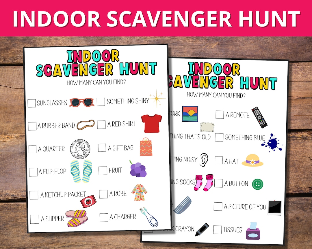 Indoor Scavenger Hunt, Scavenger Hunt Printable for Kids, Rainy Day ...