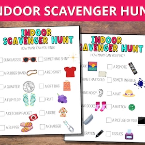 Indoor Scavenger Hunt, Scavenger Hunt Printable for Kids, Rainy Day ...