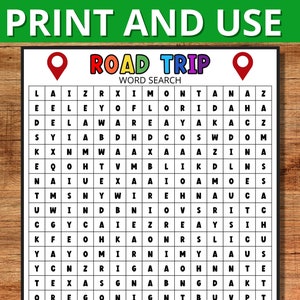 Road Trip Word Search Game, Travel Activities for Kids, Car Ride ...