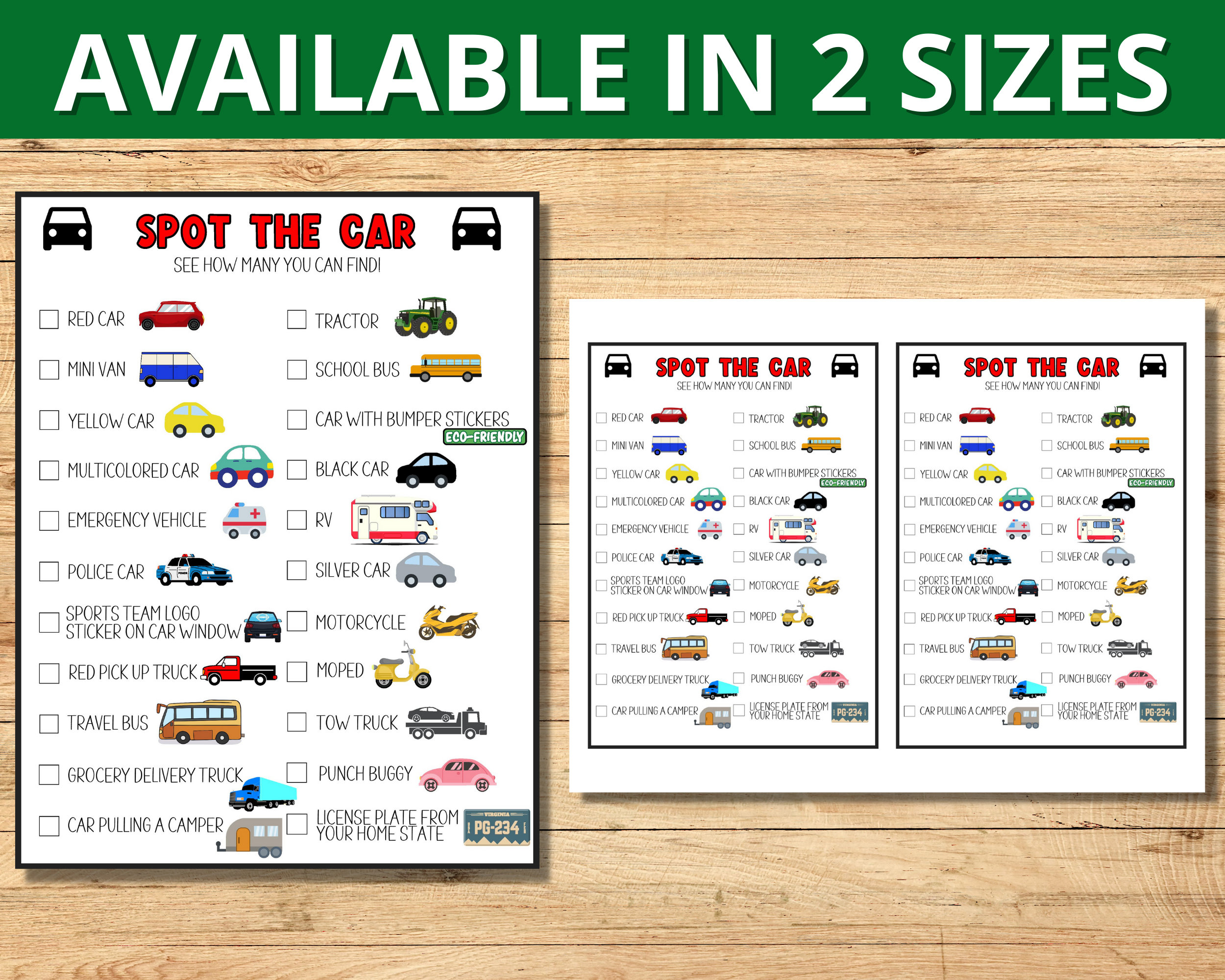 Spot the Car Road Trip Game, Road Trip Scavenger Hunt Printable for ...