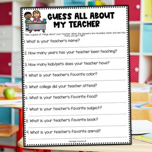 Guess All About My Teacher Game, Printable Back to School Icebreaker ...