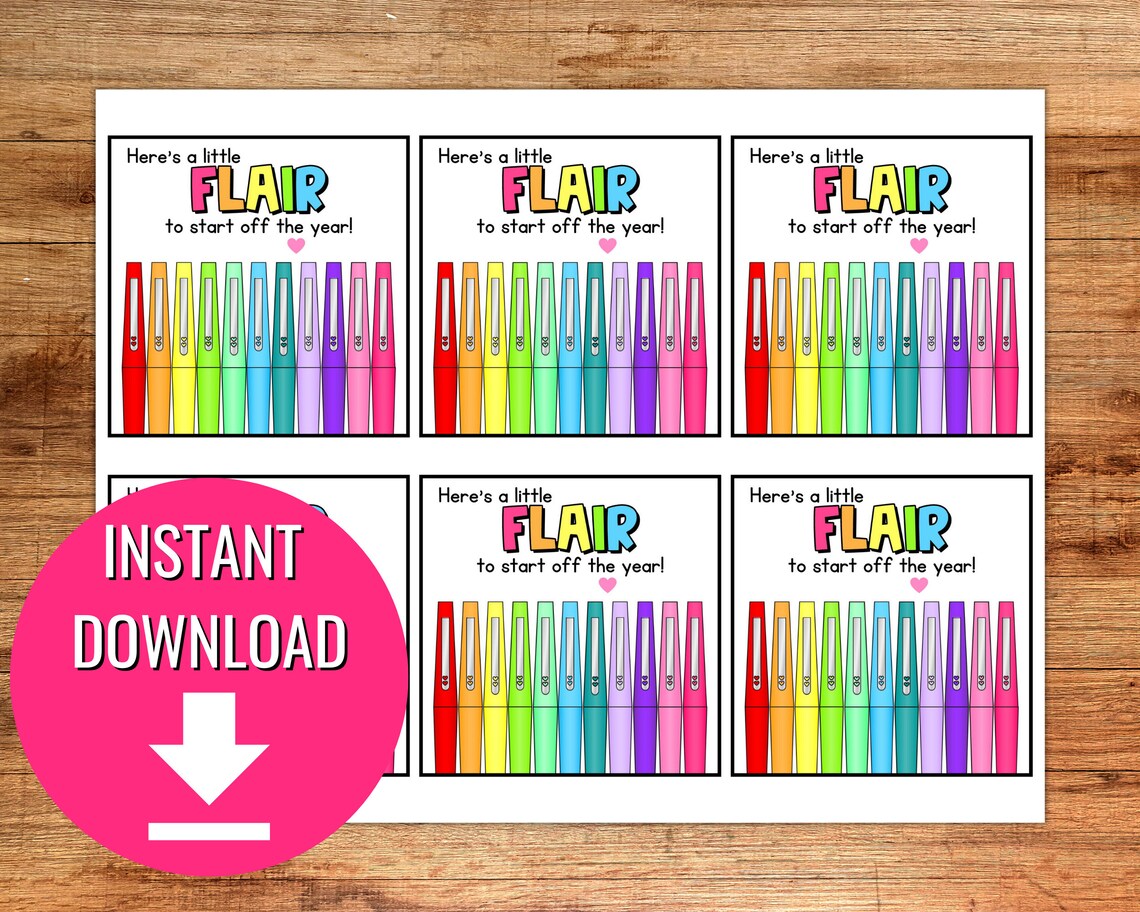 Back to School Teacher Gift Tag Flair Pen Gift Tag First Day - Etsy