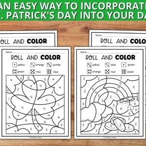 St. Patrick's Day Roll and Color Activity, St. Patrick's Day Color by ...