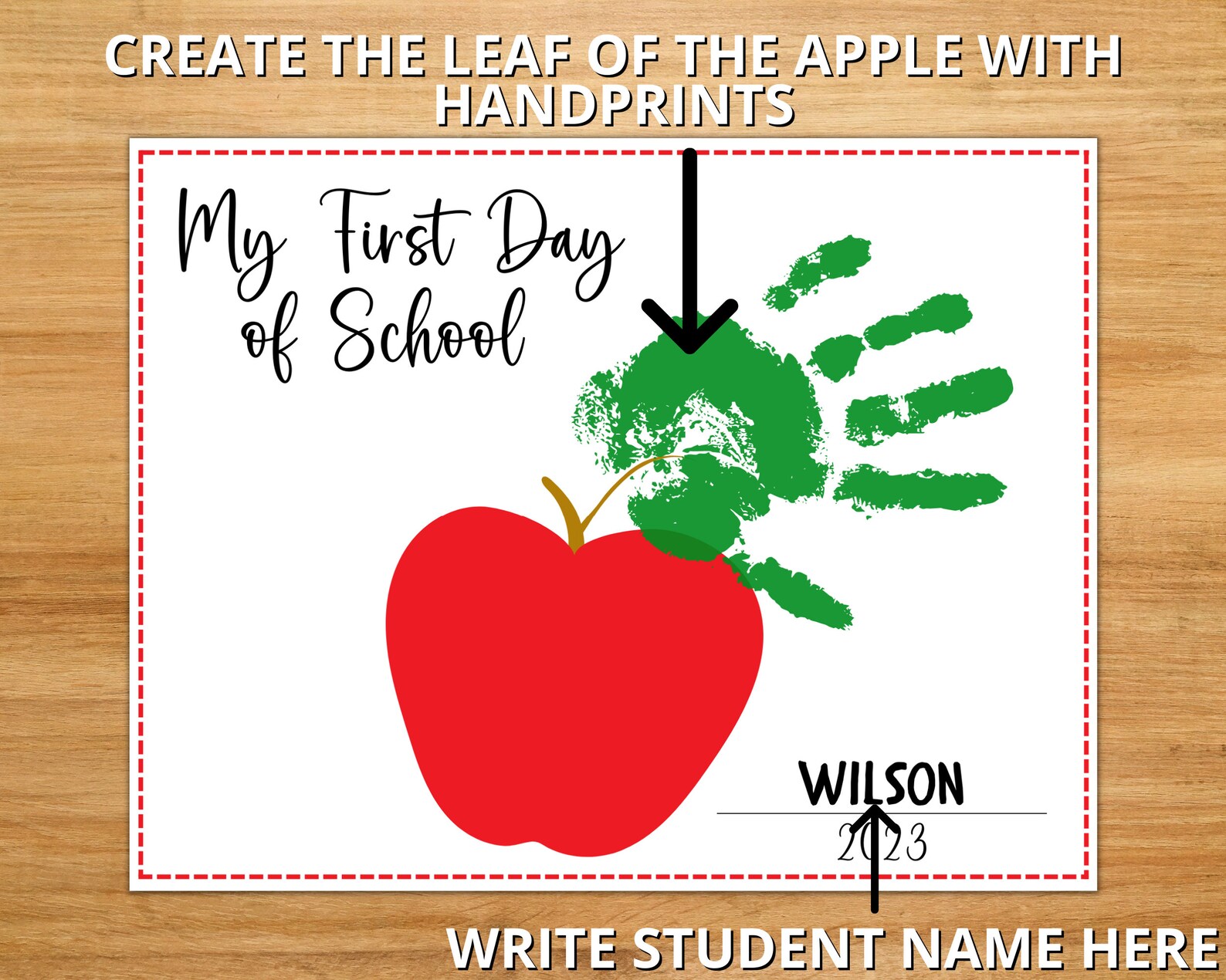 First Day of School Handprint Art, First Day Handprint Keepsake, First ...