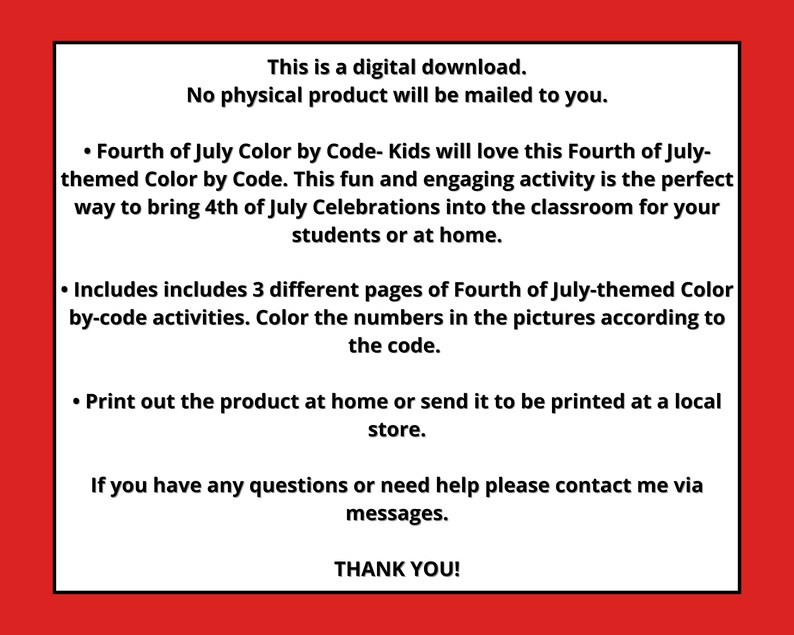 Fourth of July Color by Code Activity Printable 4th of July - Etsy