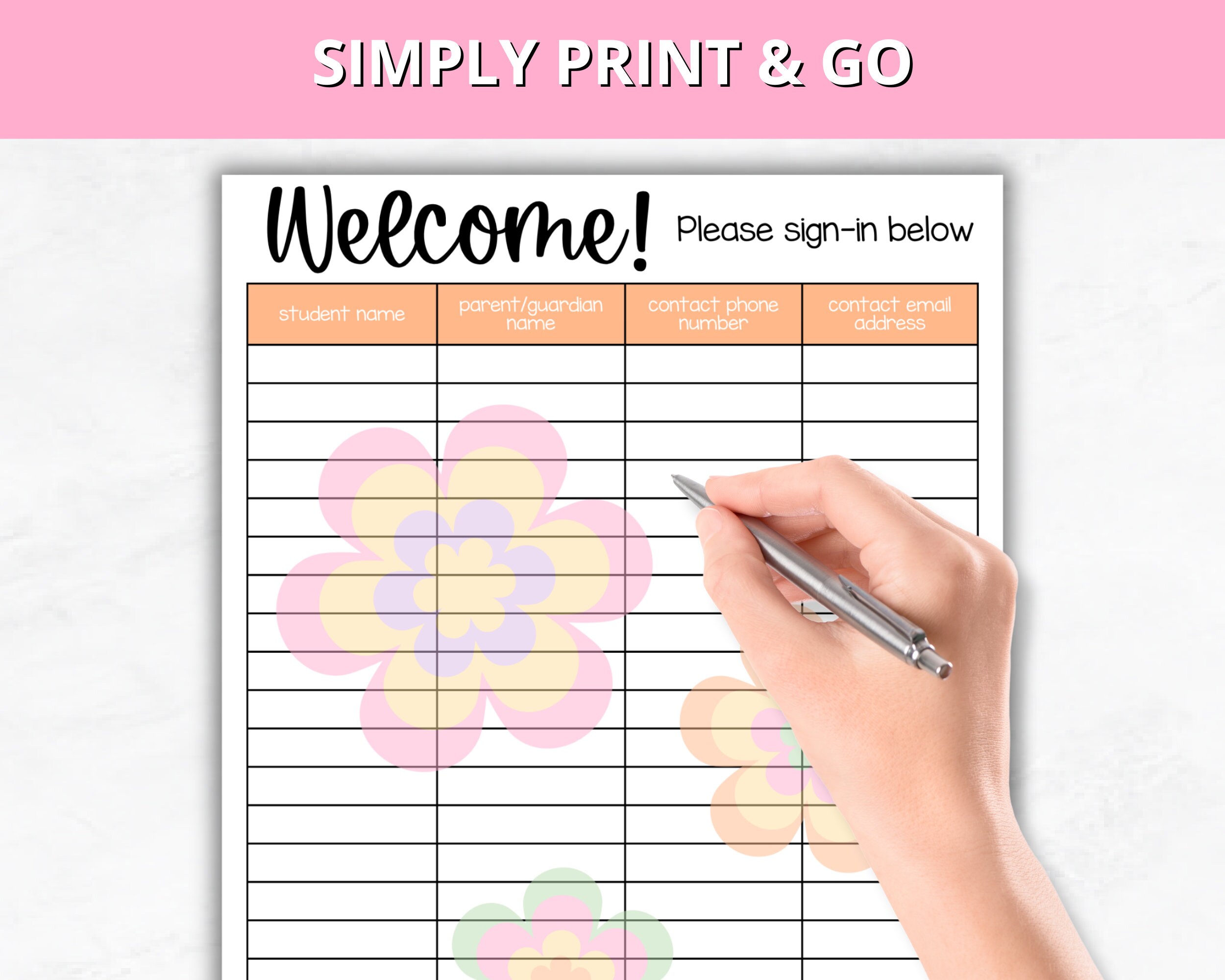 Pastel Rainbow Back to School Open House Sign in Sheet, Meet the ...