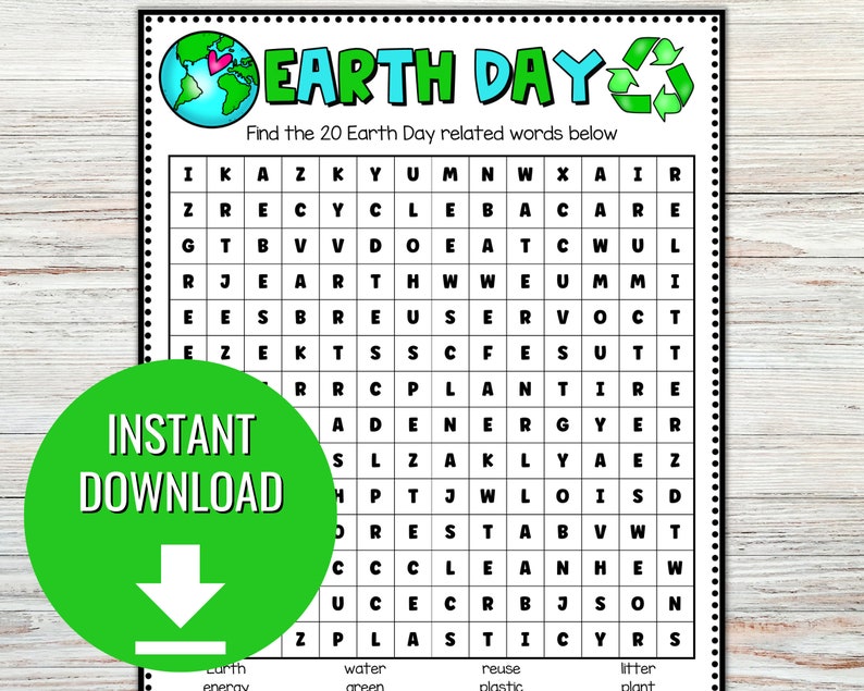 Earth Day Word Search Earth Day Printable - Etsy