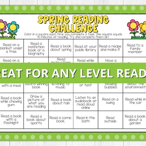 Spring Reading Challenge for Kids, Reading Printable Activities, Kids ...