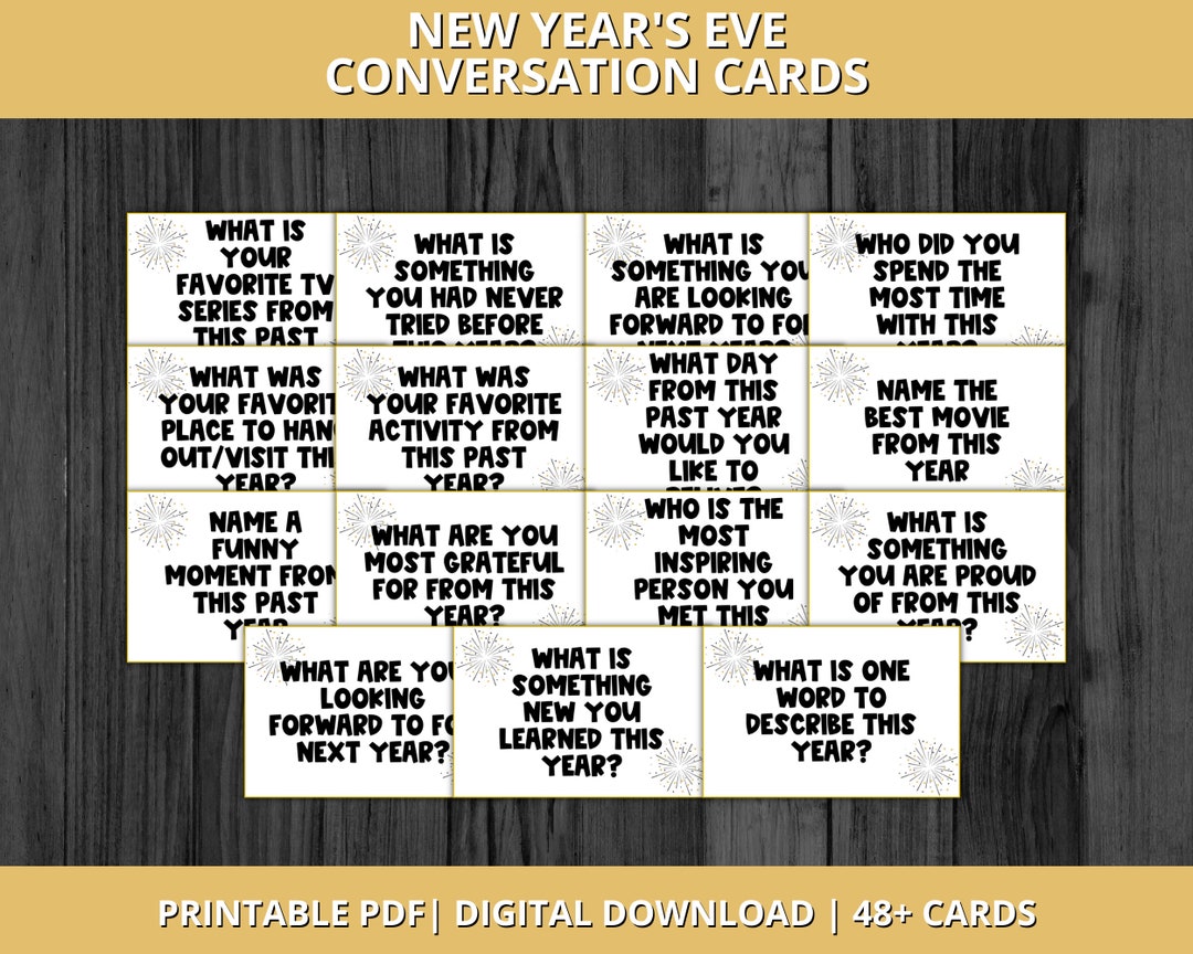 New Year's Eve Conversation Cards, New Year's Eve Party Game, New Year ...