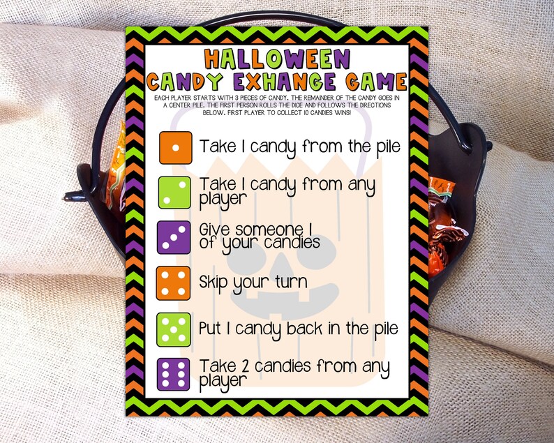 Halloween Candy Exchange Dice Game Candy Dice Game Printable - Etsy