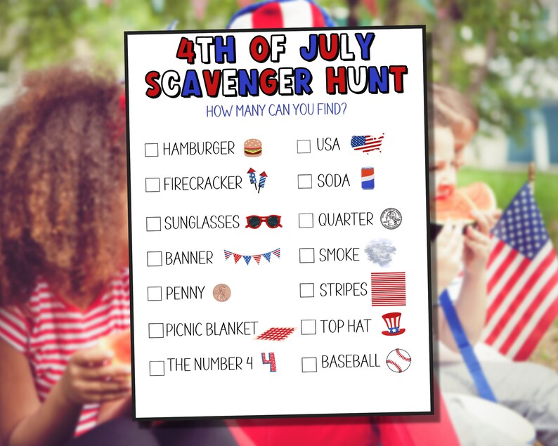 4th of July Scavenger Hunt 4th of July Printable Activity for | Etsy