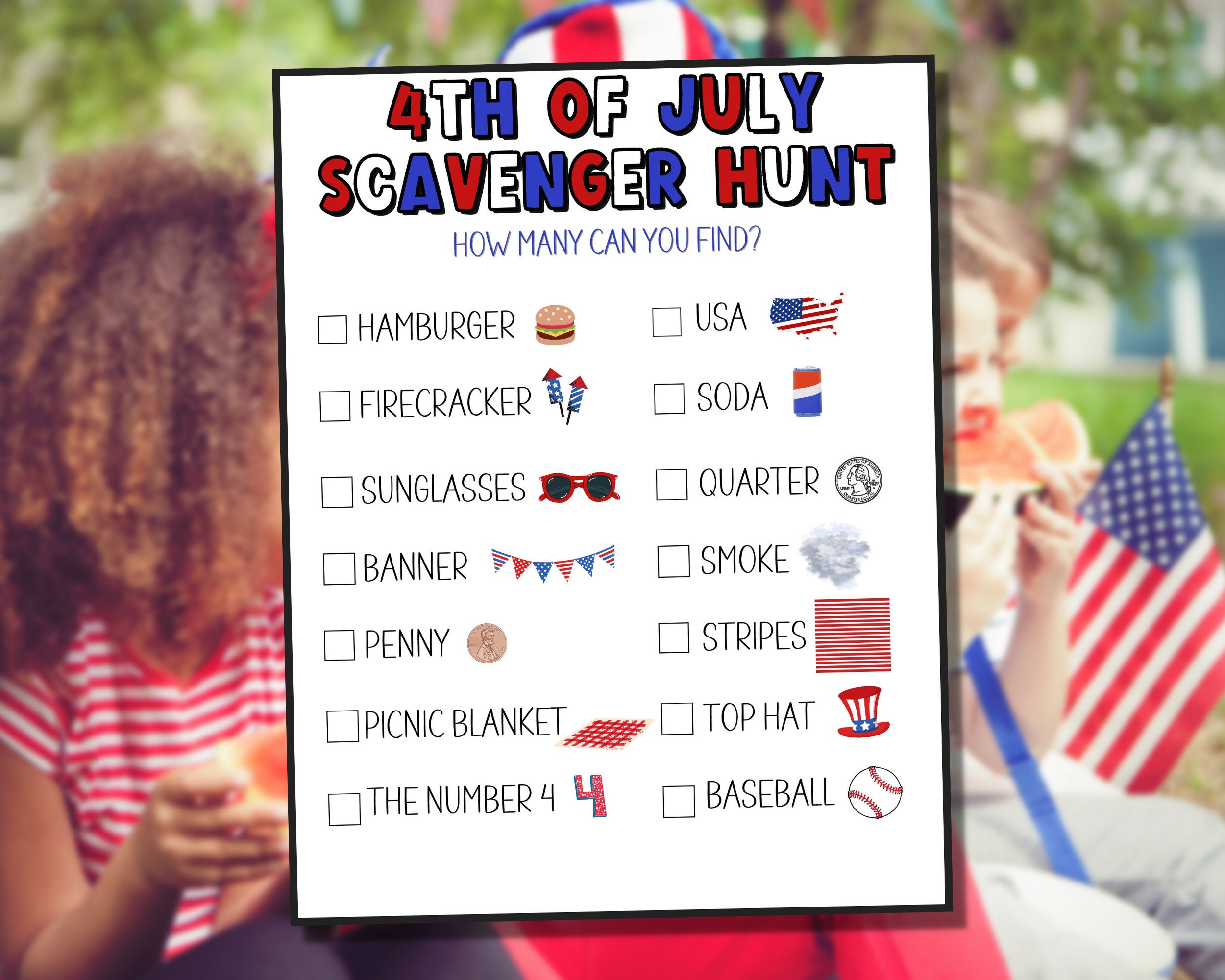 4th of July Scavenger Hunt 4th of July Printable Activity for | Etsy