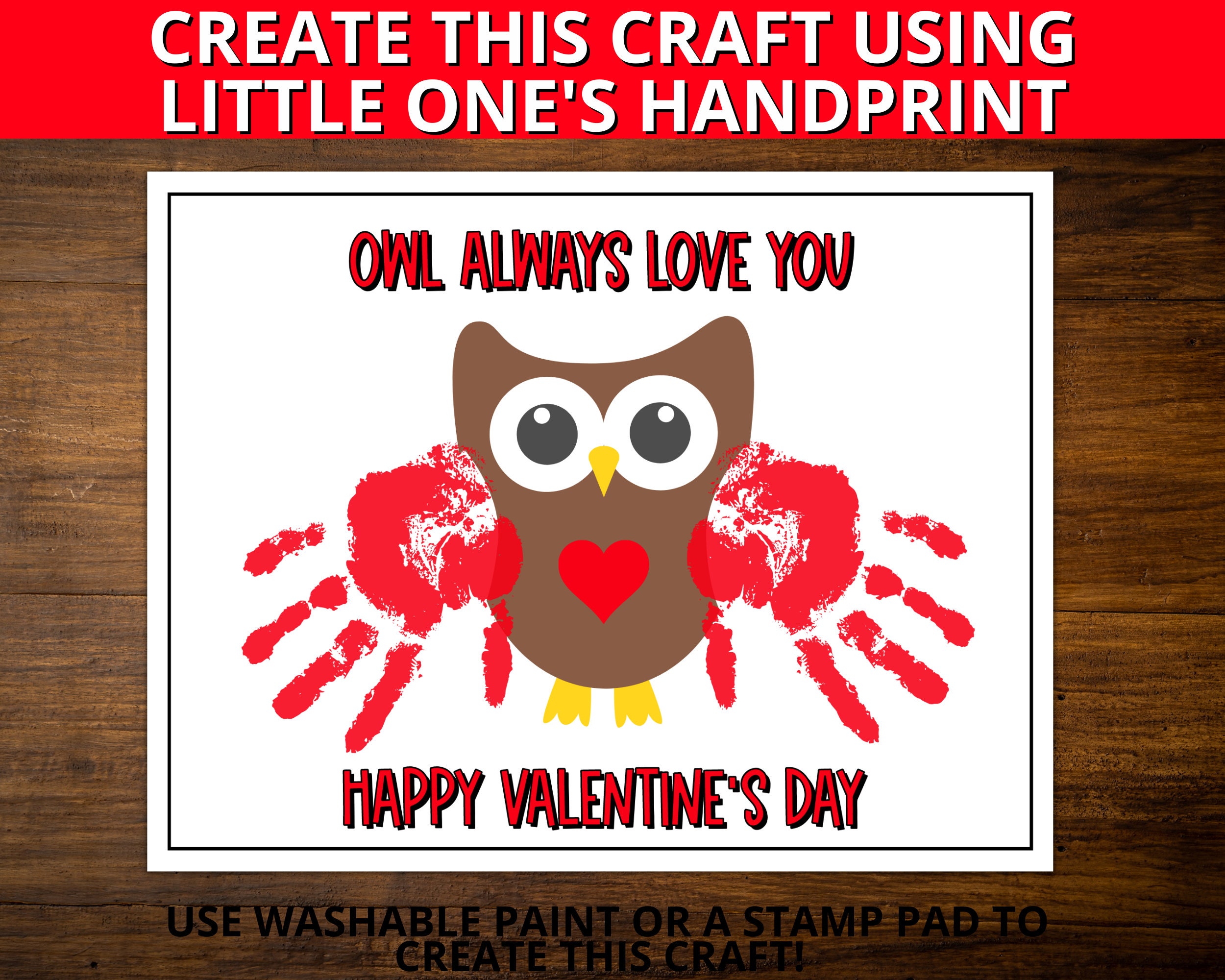 Valentine's Day Handprint Art Owl Always Love You - Etsy