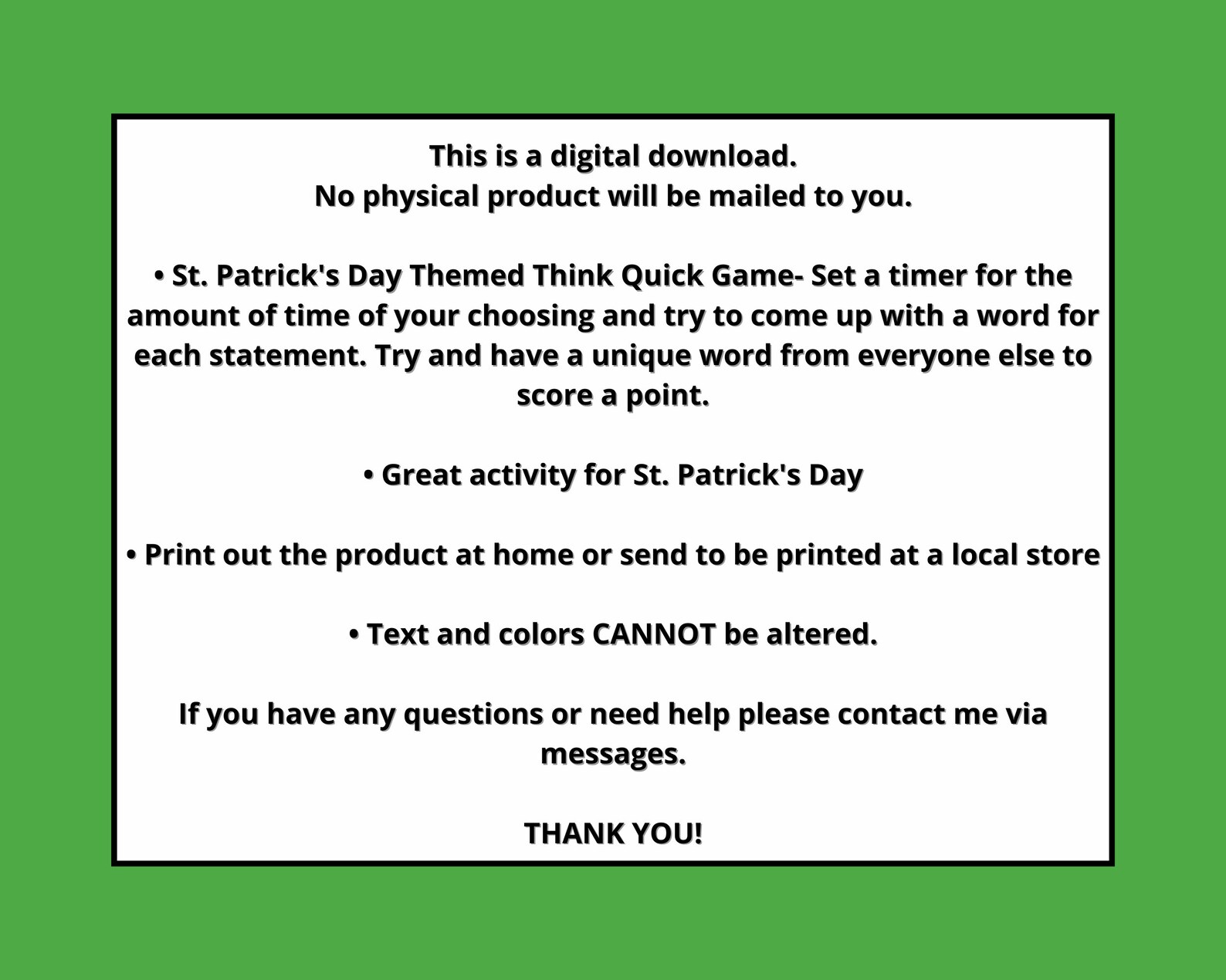 St. Patrick's Day Themed Think Quick Game, St. Patrick's Day Trivia ...