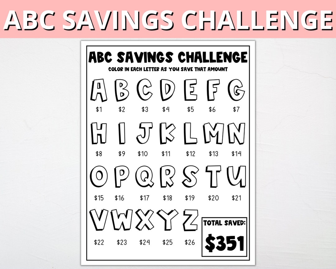 ABC Savings Challenge, Cash Saving Challenge, Saving Printable, Savings ...